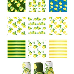 Lemon Digital Paper Pack. Watercolor Lemon Seamless Pattern Set - Etsy