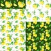 Lemon Digital Paper Pack. Watercolor Lemon Seamless Pattern Set - Etsy