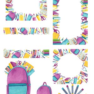 Back to School Clipart. Watercolor School Supplies - Etsy