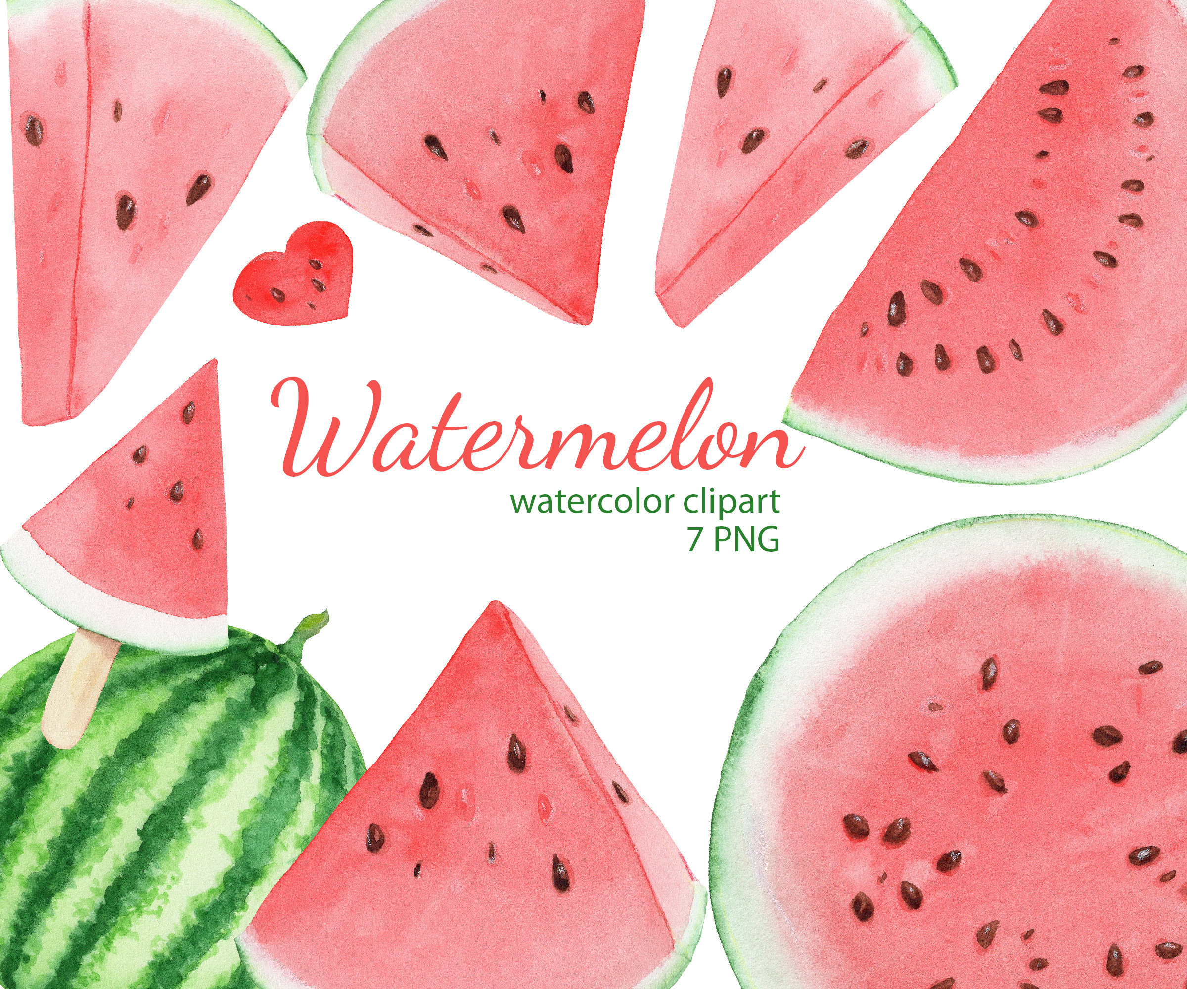 Watermelon Clipart. Watercolor Fruit, Summer Clipart. Watermelon ...