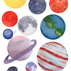 Solar System Watercolor Clipart, Planets, Space Clip Art - Etsy