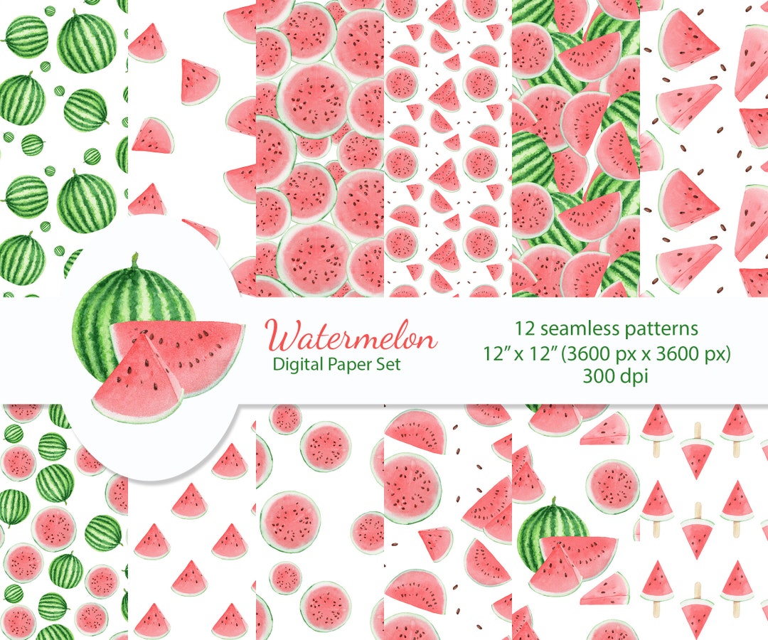 Watermelon Digital Paper Set. Summer Seamless Pattern. - Etsy