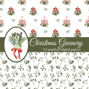 Christmas Floral Digital Papers Pack, Winter Greenery and Flowers ...