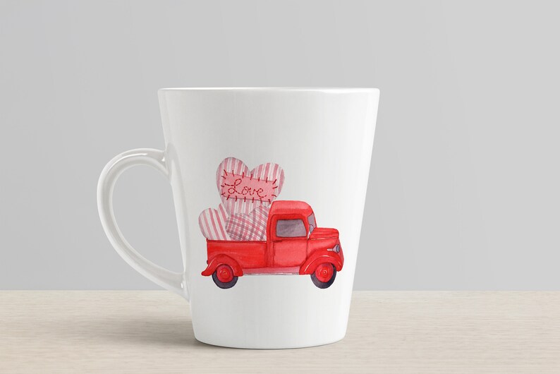 Red Trucks With Hearts Tulips and Sweets. Valentine's Day - Etsy