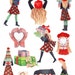 Christmas Shopping Girl Clipart, Christmas Gifts, Watercolor Fashion ...