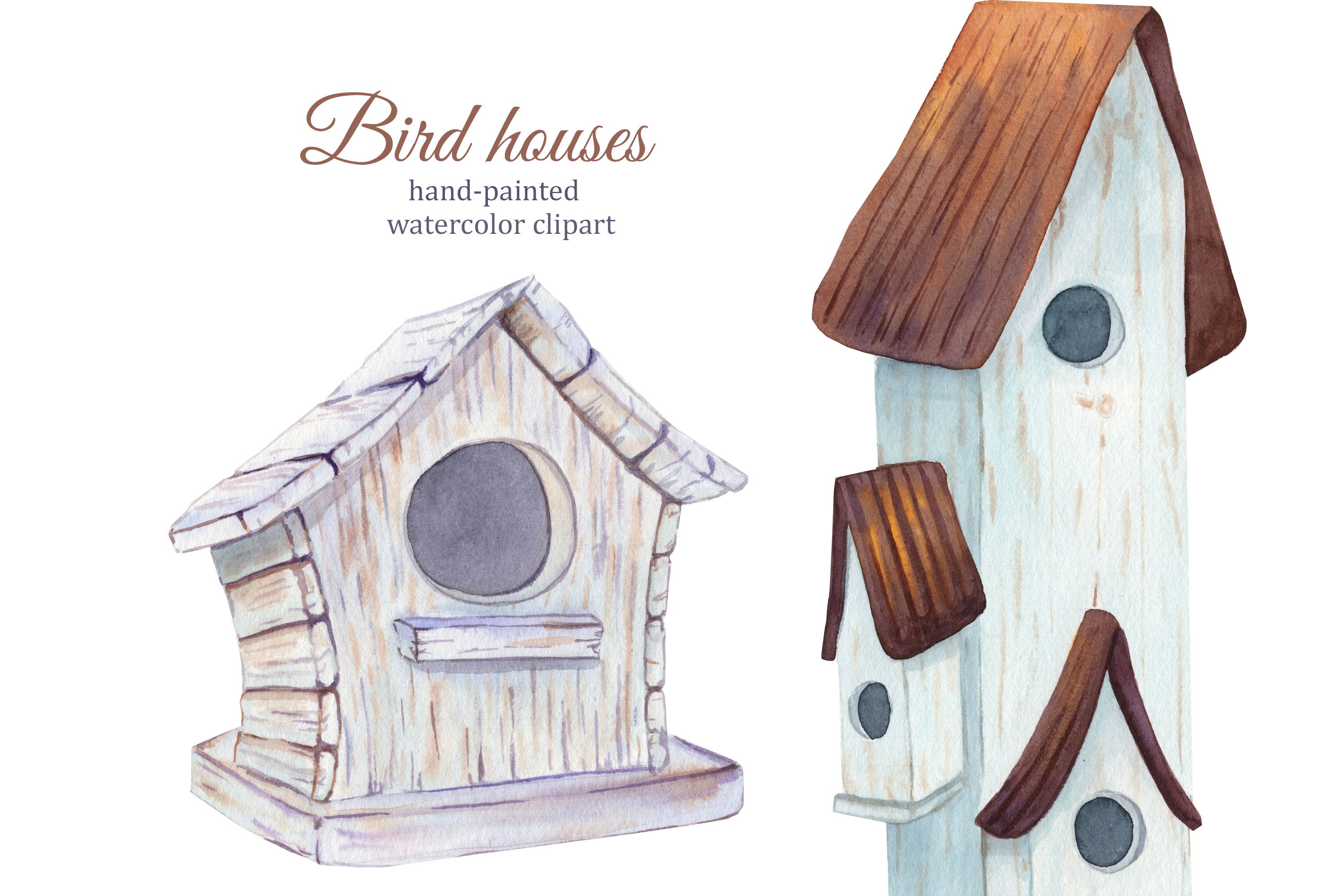 Birdhouses Watercolor Clipart Bird House Nesting Box Spring - Etsy
