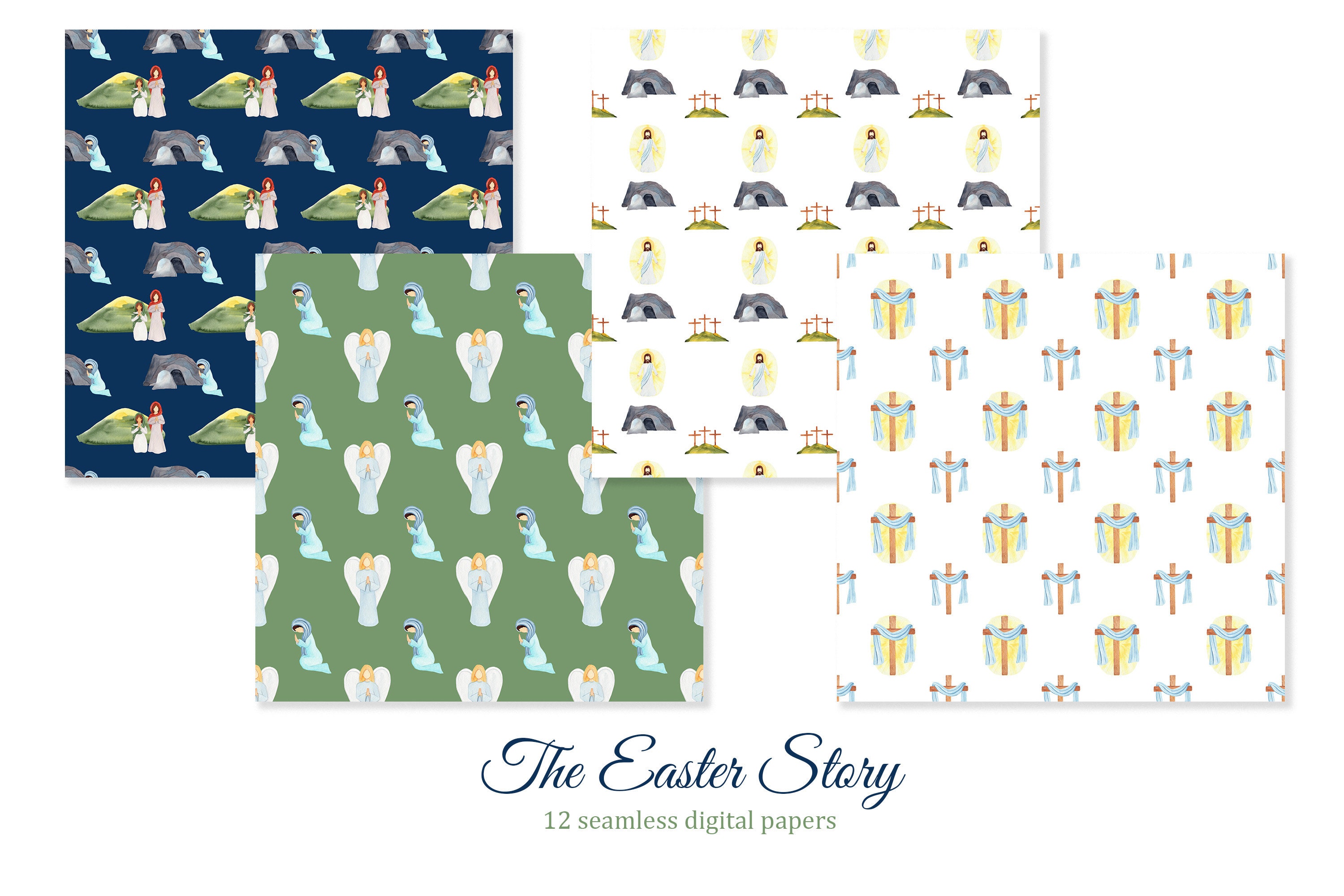 The Easter Story Digital Paper Set Religious Seamless - Etsy