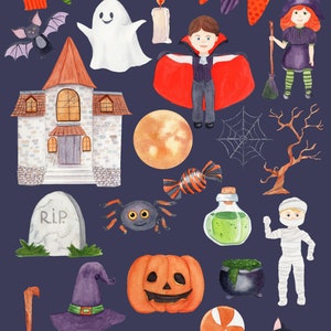 Cute Halloween Watercolor Clipart, Halloween Costume Party Clipart ...