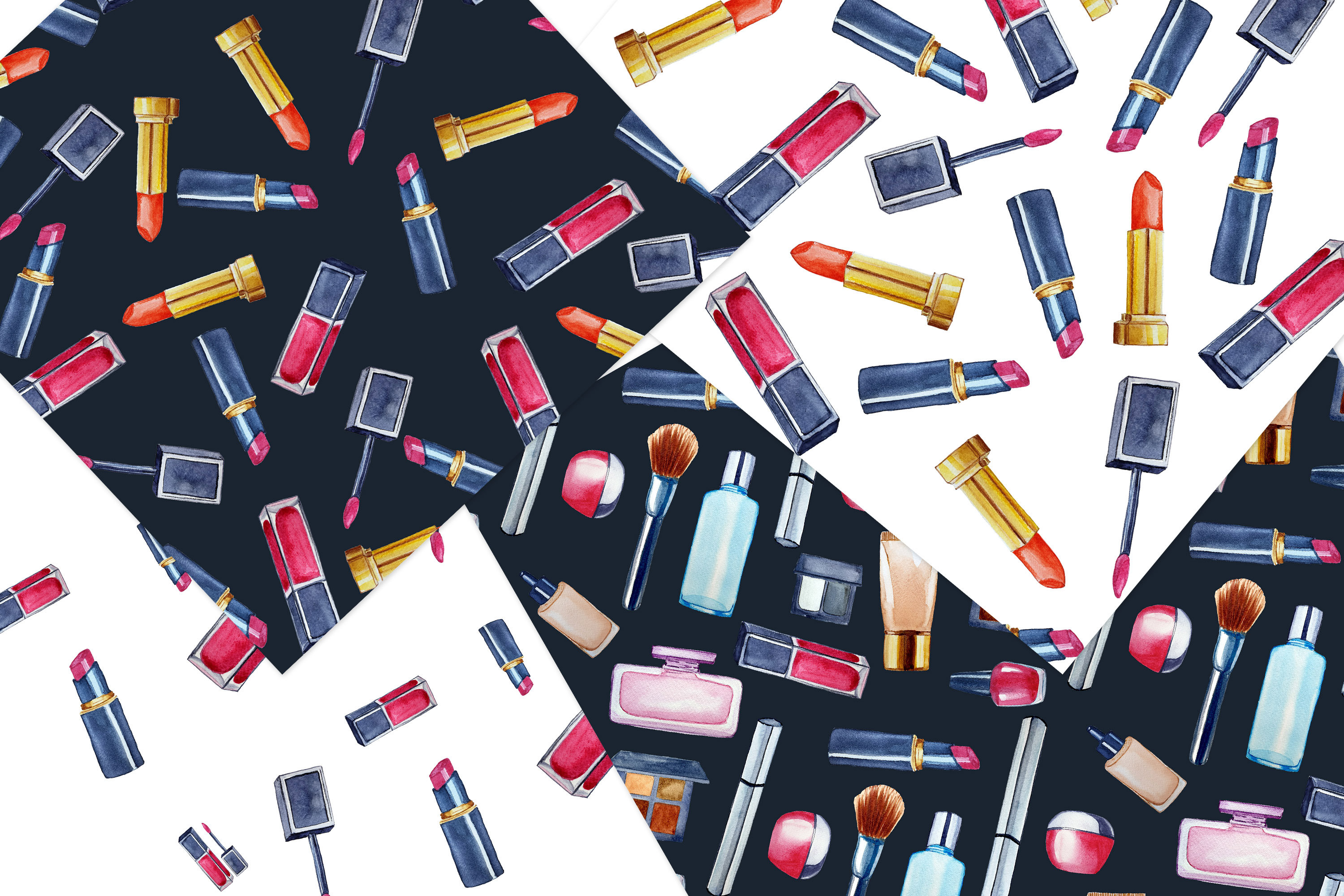 Makeup Digital Paper Watercolor Cosmetic Scrapbooking - Etsy