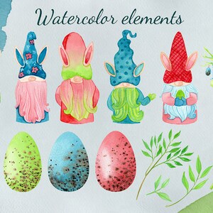 Easter Bunny Gnomes Watercolor Clipart, Spring Nordic Gnomes - Etsy