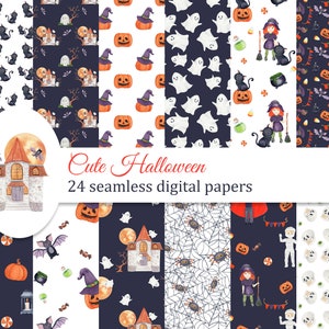 Halloween Digital Paper, Halloween Background, Kids Seamless Pattern ...