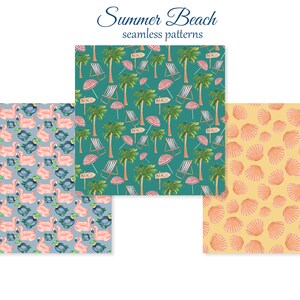 Beach Digital Paper Kit, Summer Seamless Patterns, Nautical Scrapbook ...