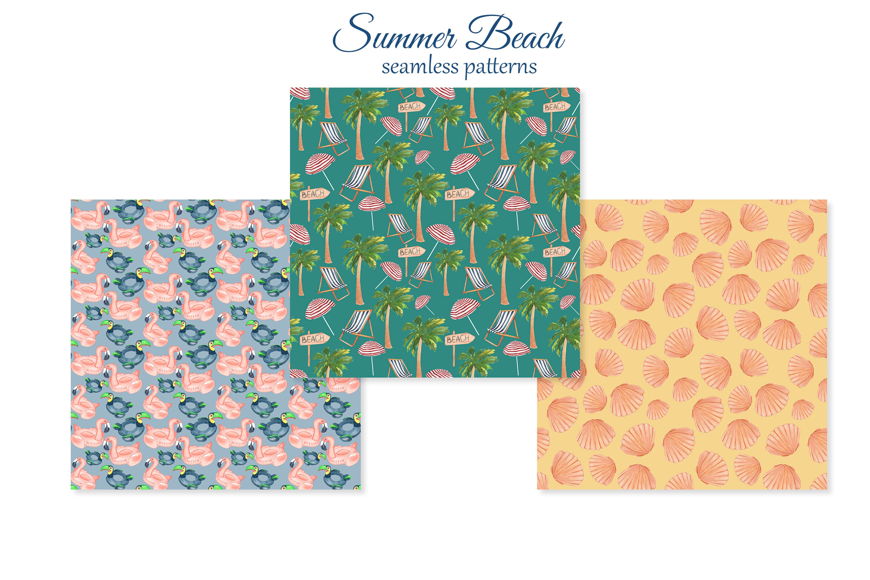 Beach Digital Paper Kit Summer Seamless Patterns Nautical - Etsy