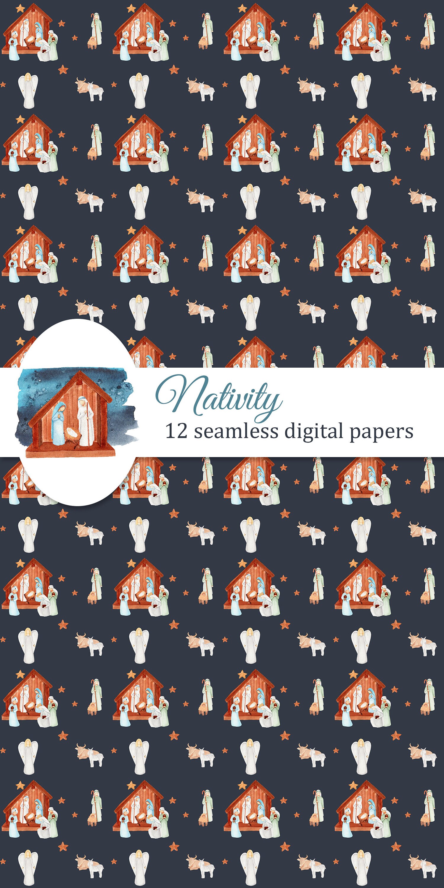 Nativity Christmas Digital Papers Pack Bible Christmas Scene - Etsy