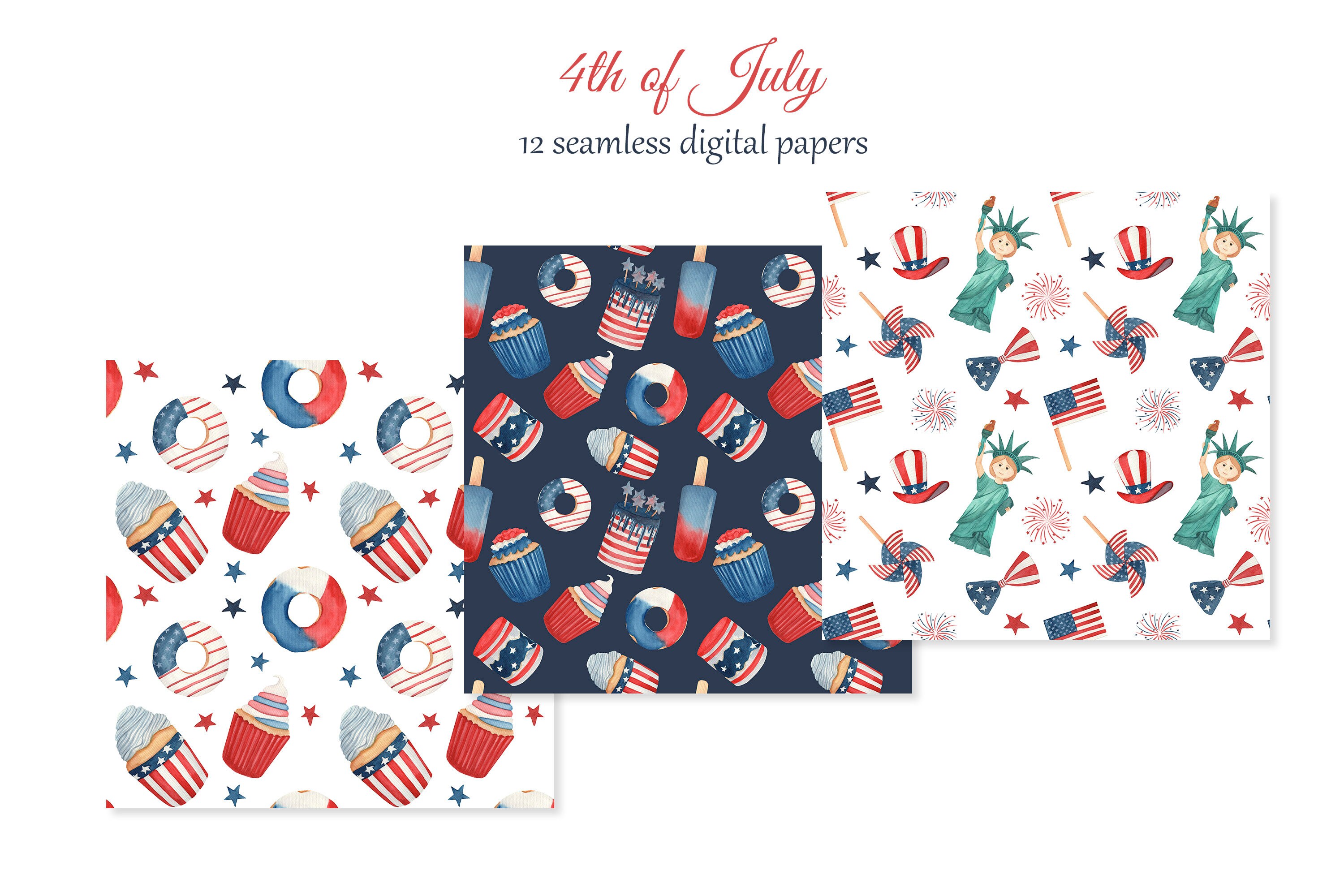 Independence Day Digital Paper 4th of July Seamless Pattern - Etsy
