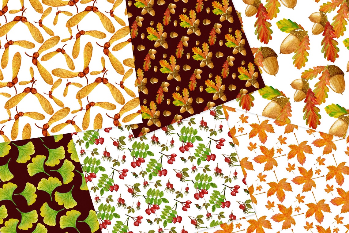 Fall Digital Paper Watercolor Autumn paper | Etsy