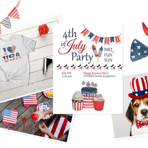 4th of July Watercolor Clipart, Independence Day PNG, USA Patriotic ...