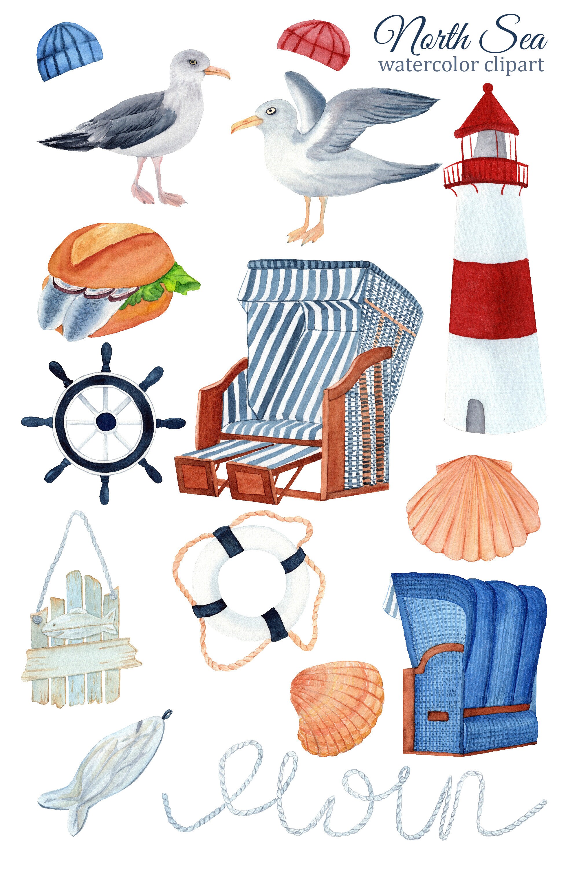 Nautical Watercolor Clipart, North Sea Clipart, Europe Travel ...