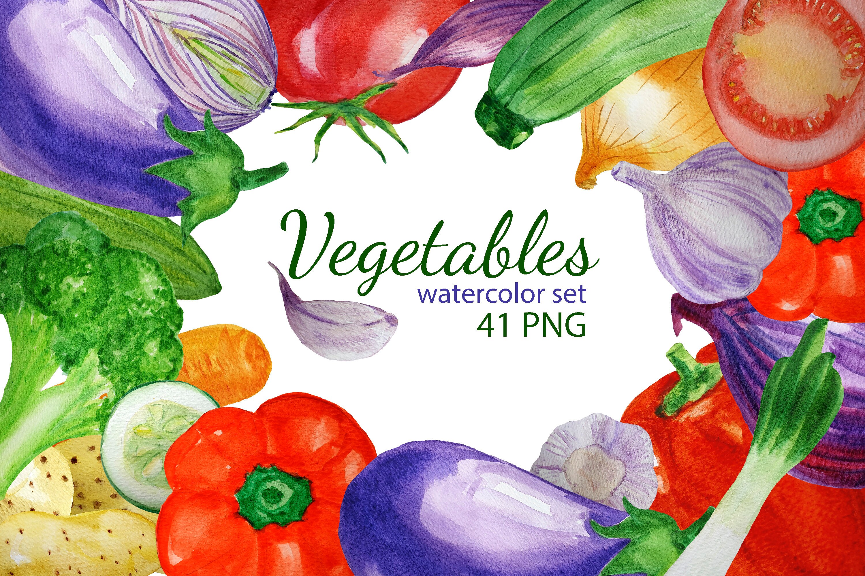 Watercolor Vegetables Clipart Kitchen Wall Art Printable PNG - Etsy