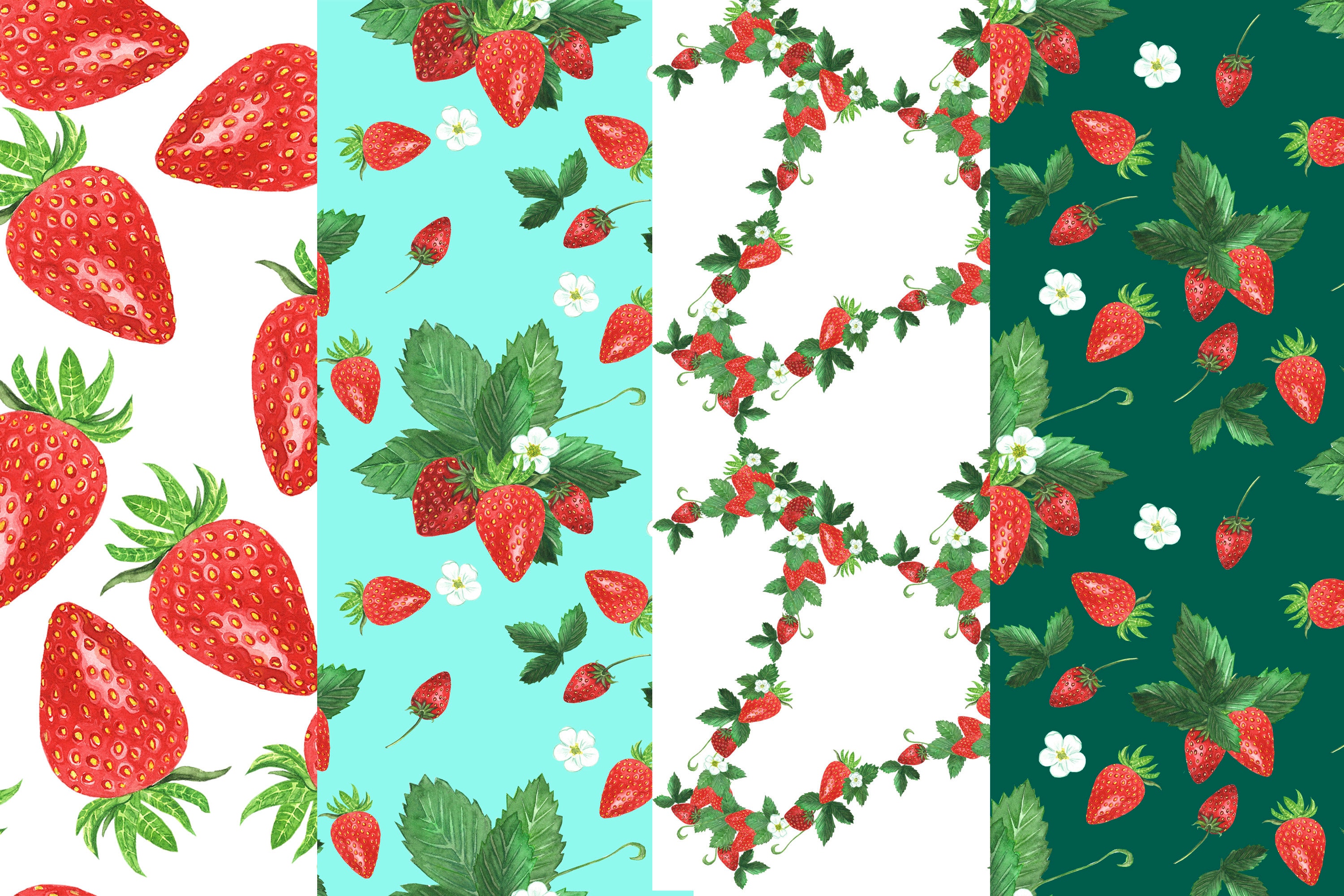 Strawberry Digital Paper Pack Strawberry Summer Scrapbook - Etsy