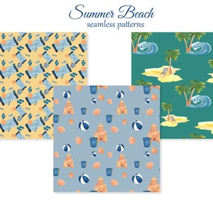 Beach Digital Paper Kit, Summer Seamless Patterns, Nautical Scrapbook ...