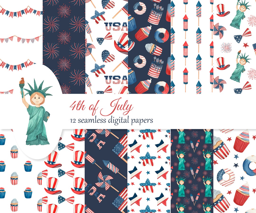Independence Day Digital Paper 4th of July Seamless Pattern - Etsy