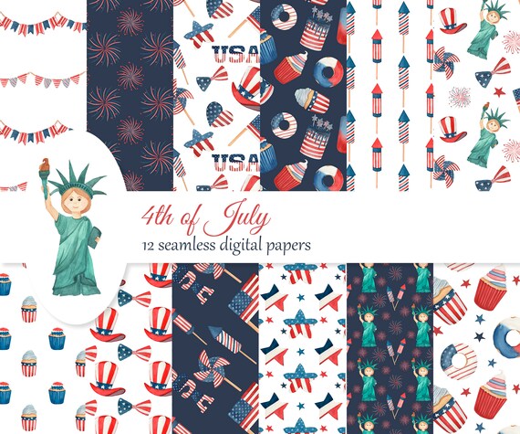 Independence Day Digital Paper 4th of July Seamless Pattern - Etsy
