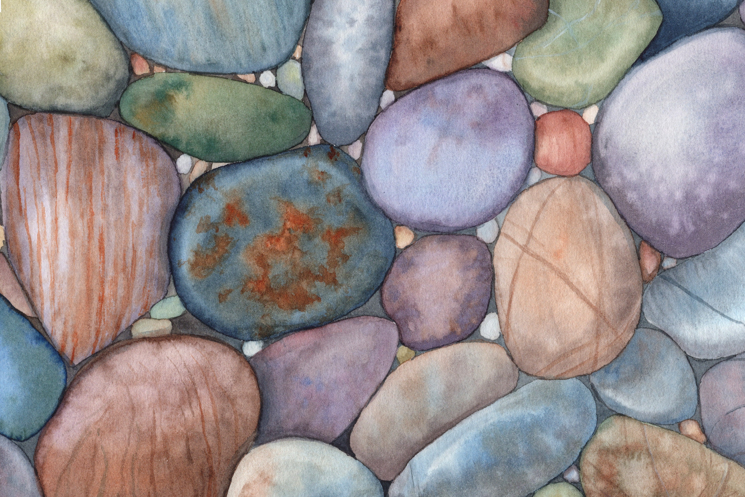Realistic Beach Pebbles Watercolor Painting Original - Etsy
