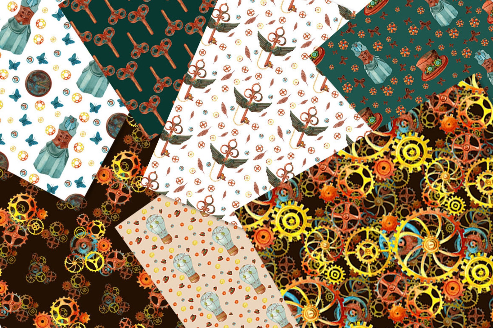 Steampunk Digital Paper Kit. Steam Punk Decoupage Paper - Etsy