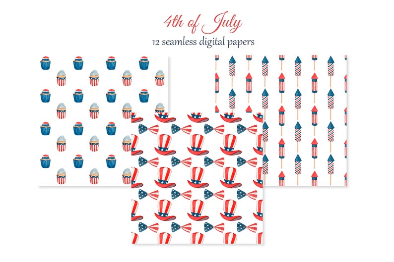 Independence Day Digital Paper 4th of July Seamless Pattern - Etsy