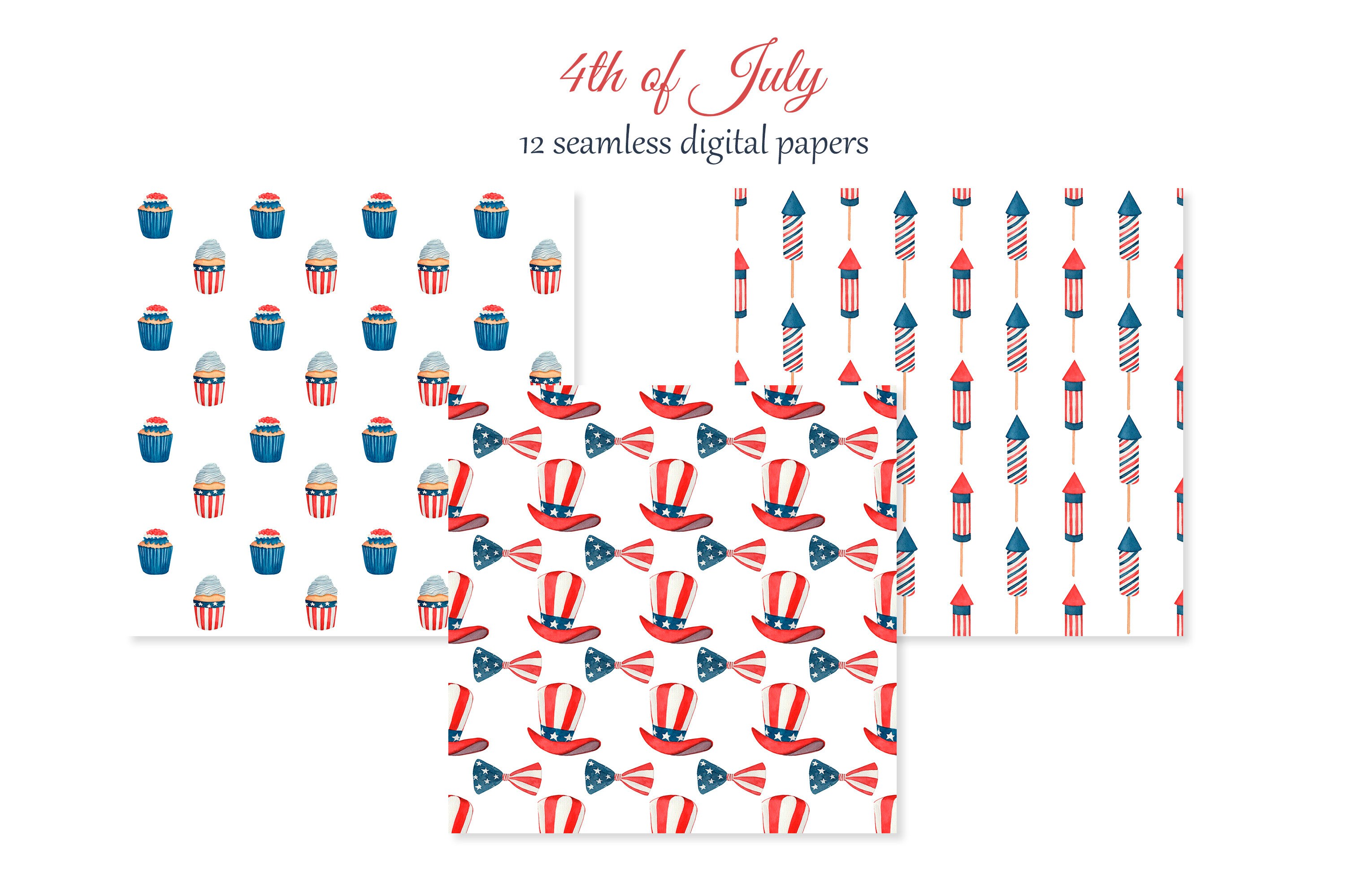Independence Day Digital Paper 4th of July Seamless Pattern - Etsy