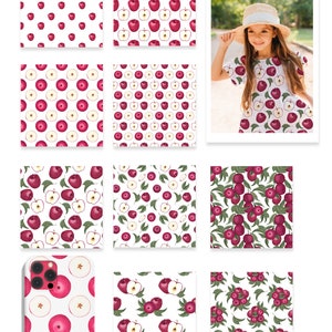 Red Apples Digital Paper Pack, Fall Seamless Pattern, Autumn Scrapbook ...