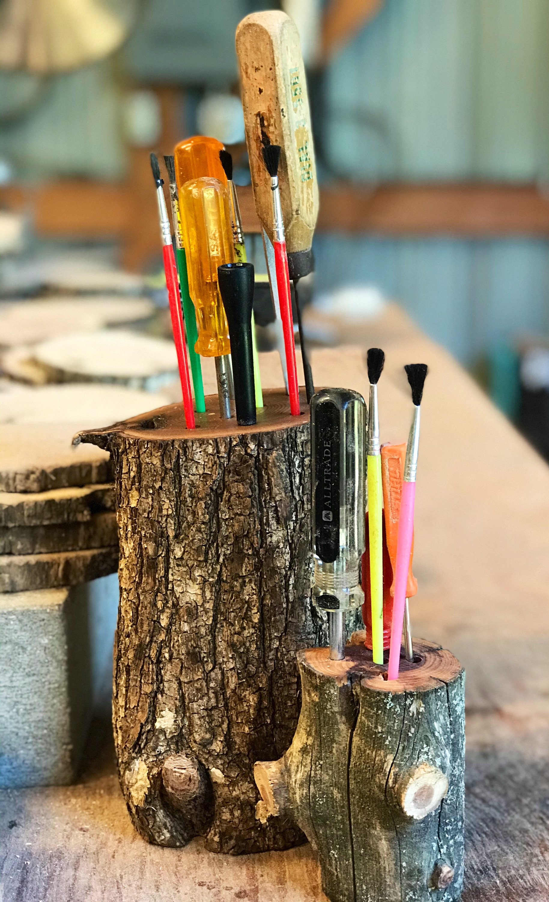 Tree Branch Tool Caddy Pencil Paintbrush Holder. Unique | Etsy