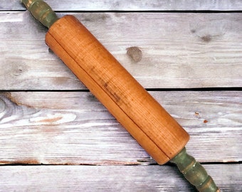 Red Wing Pottery Rolling Pin Red Wood Handles Stoneware Rustic ...