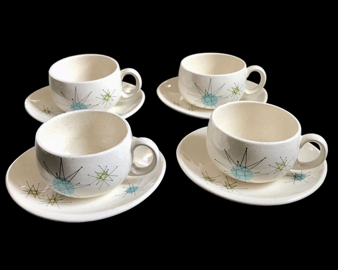 4 MCM Vintage Franciscan Atomic Starburst Cup and Saucer Sets 1950s - Etsy