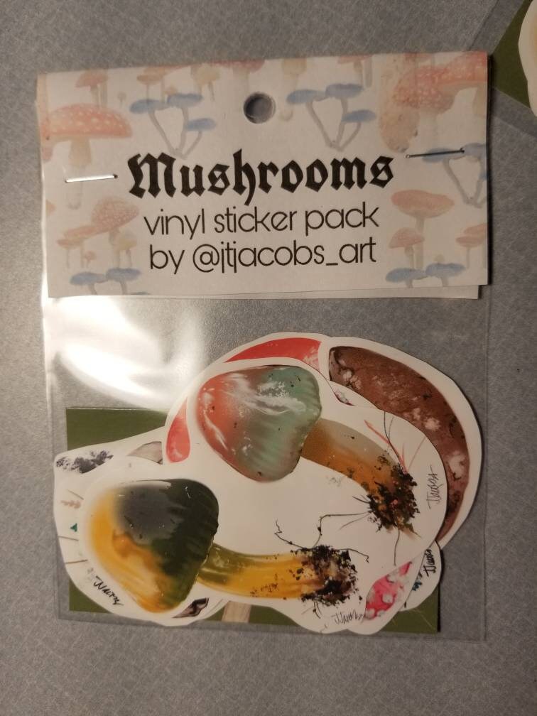 Mushroom vinyl sticker pack mushroom illustrations mushroom | Etsy