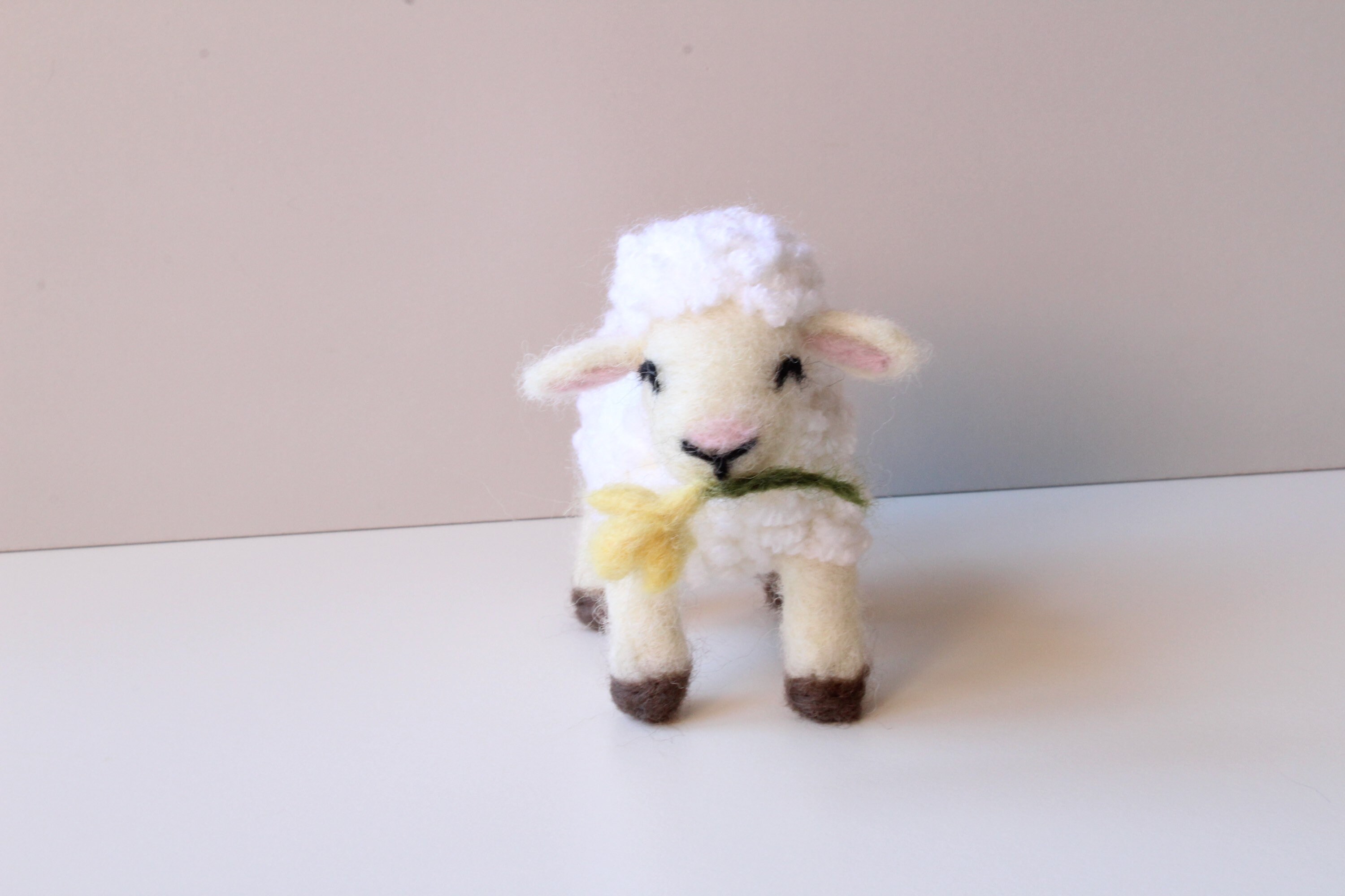 Needle felted sheep with flower | Etsy