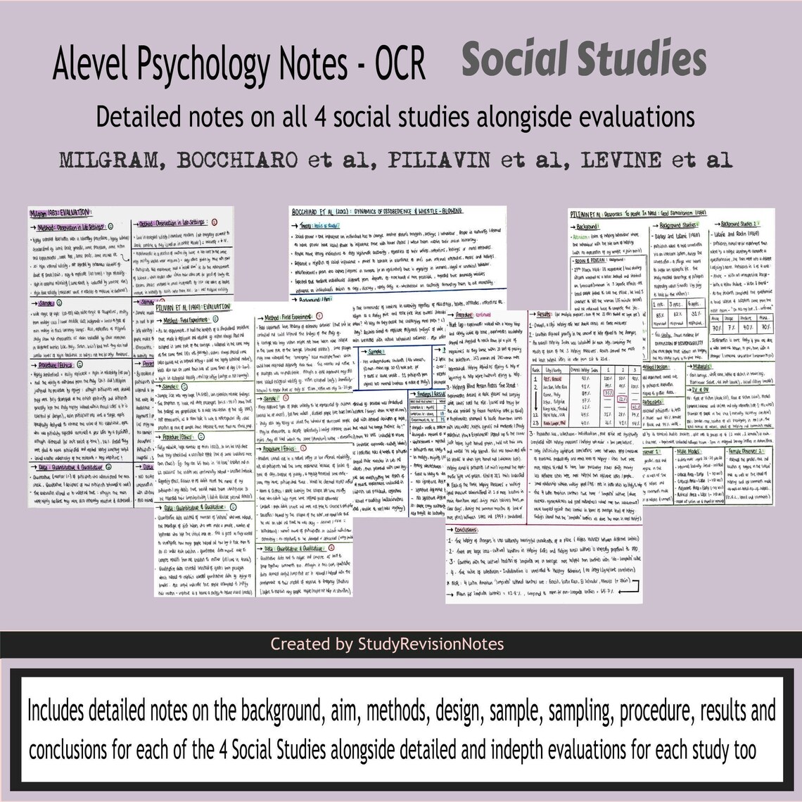 Alevel Psychology Notes on the Social Studies with Evaluation | Etsy