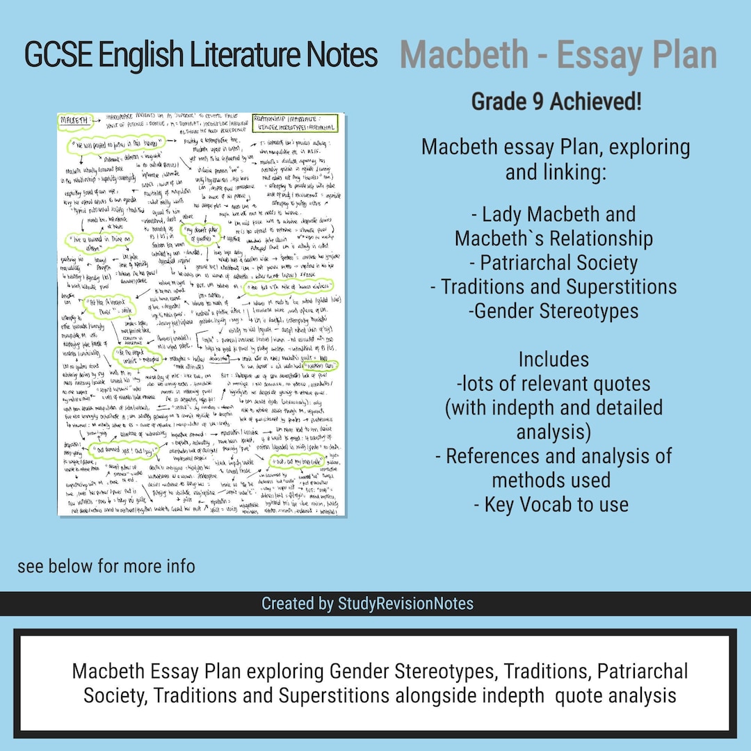 Macbeth Grade 9 Essay Plan GCSE English Literature - Etsy UK
