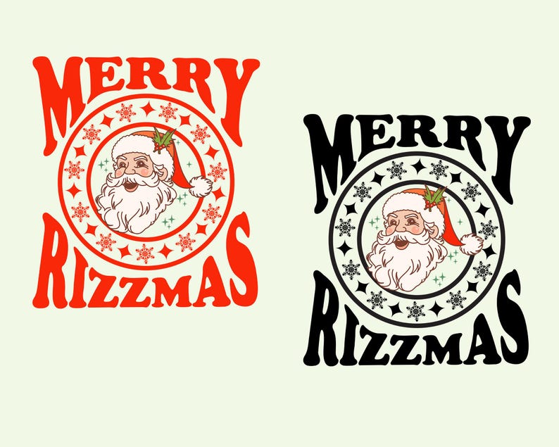 Merry Rizzmas SVG PNG Bundle, Santa Bruh Christmas Clipart, Rizz the ...