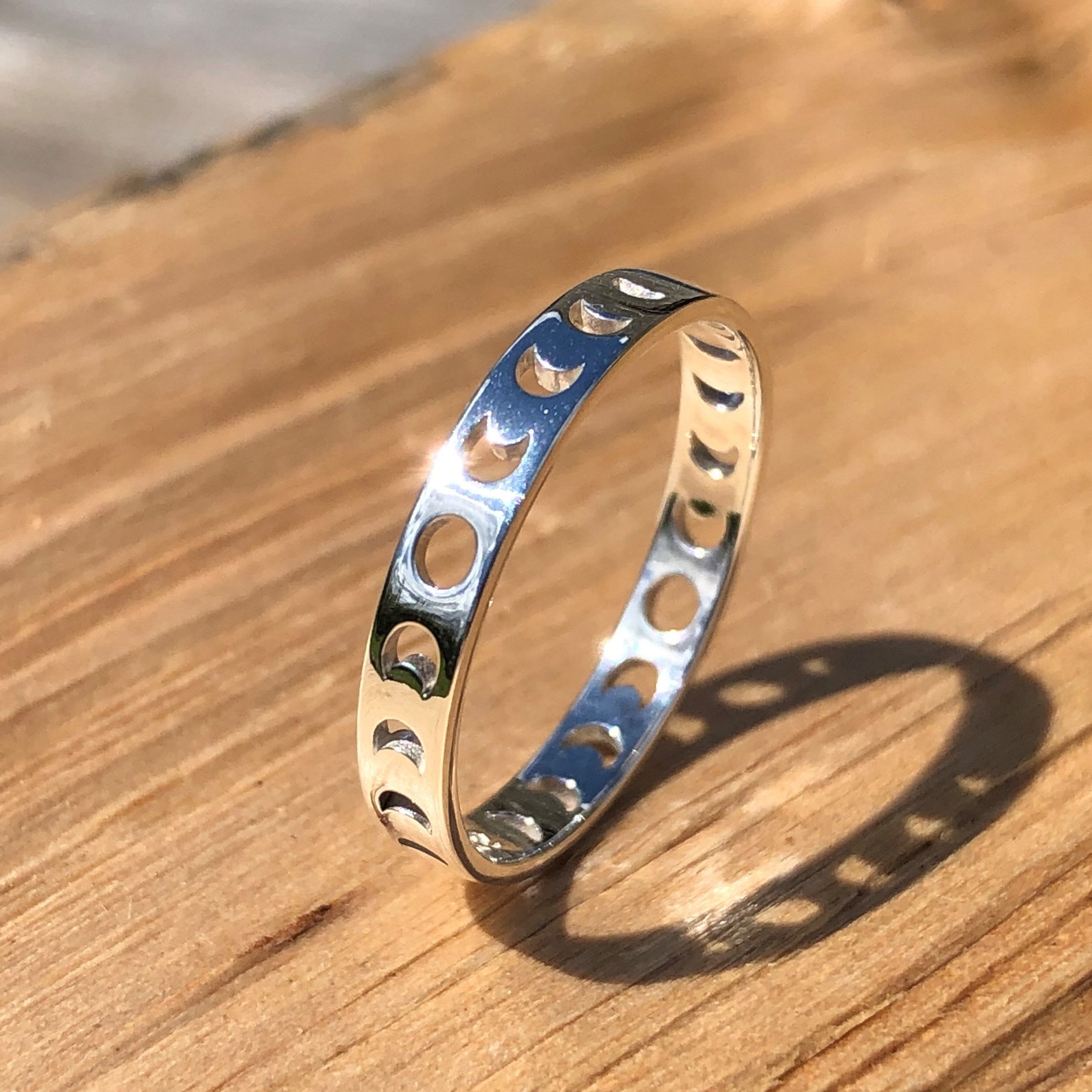 Sterling Silver Phases of the Moon Ring - Etsy
