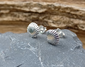 Sterling Silver Clam Shell Stud Earrings Sea Life Jewelry Marine Life Jewel Beautiful Beach ...