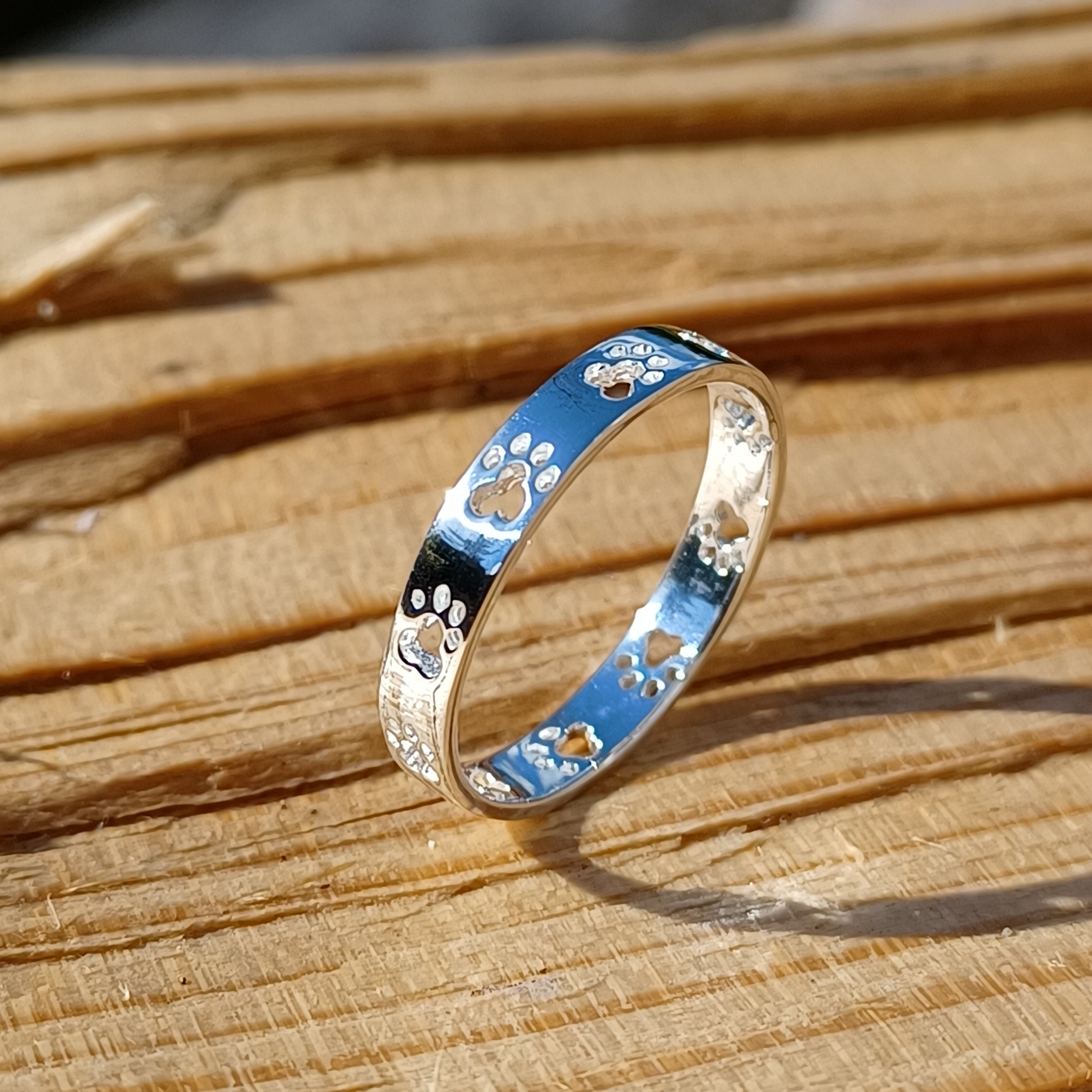 Sterling Silver Paw Print Ring | Etsy