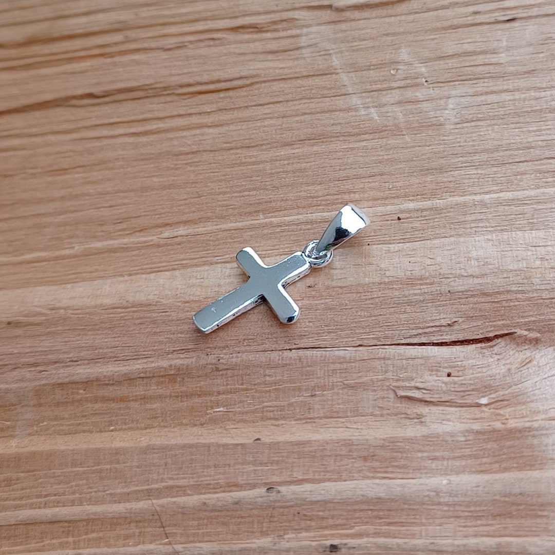 Sterling Silver Small Simple Cross Pendant - Etsy