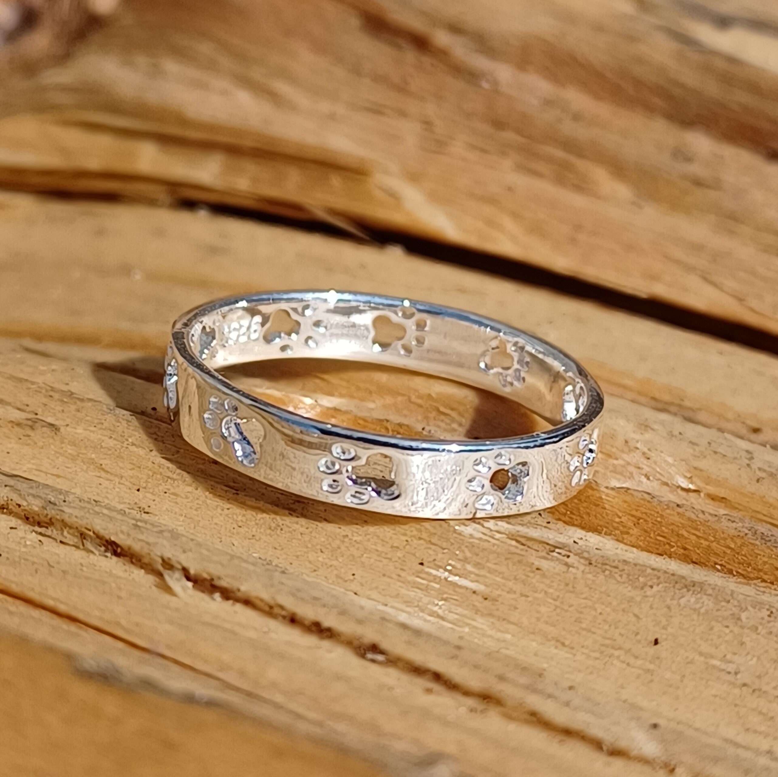 Sterling Silver Paw Print Ring | Etsy