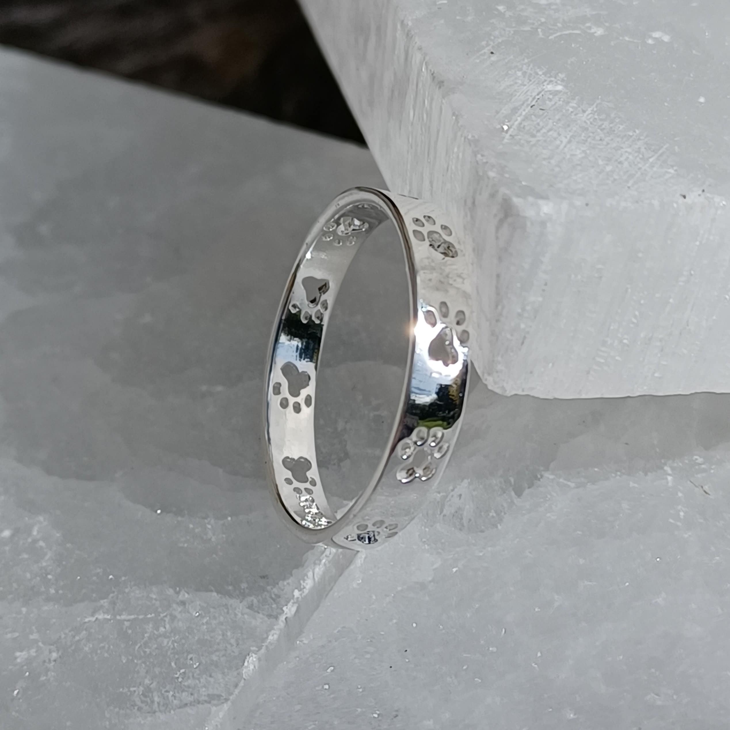 Sterling Silver Paw Print Ring | Etsy