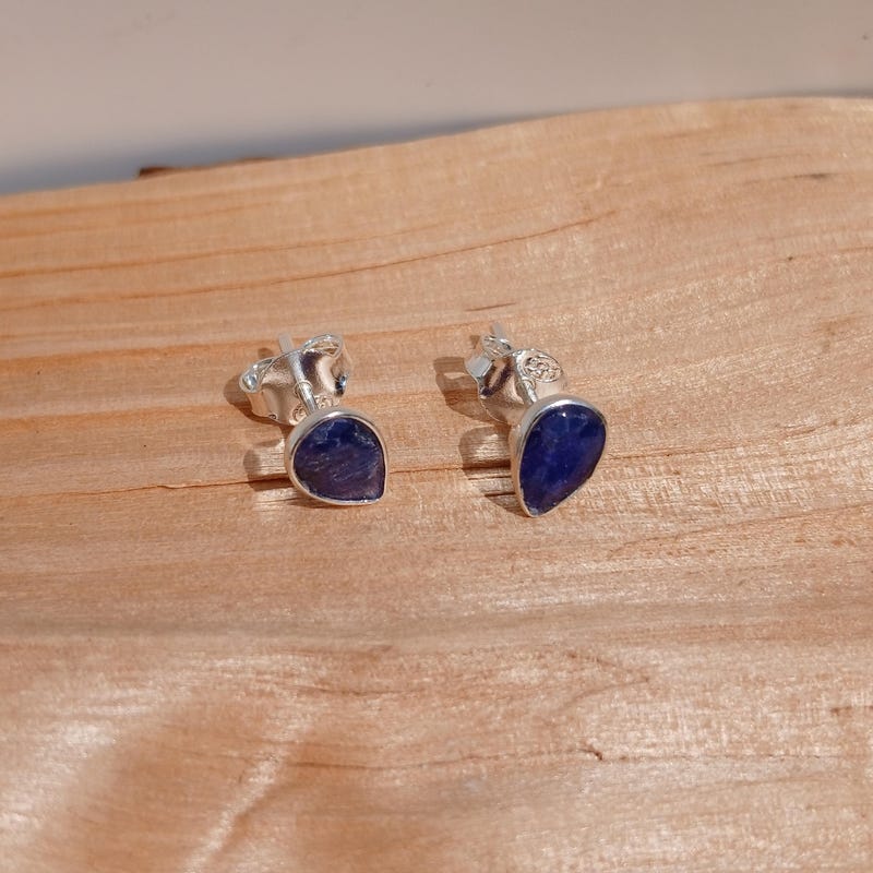 Faceted Sapphire Stud - Etsy UK
