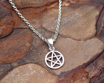 Solid 925 Handcast Sterling Silver Large Pentagram Pentacle Pendant ...