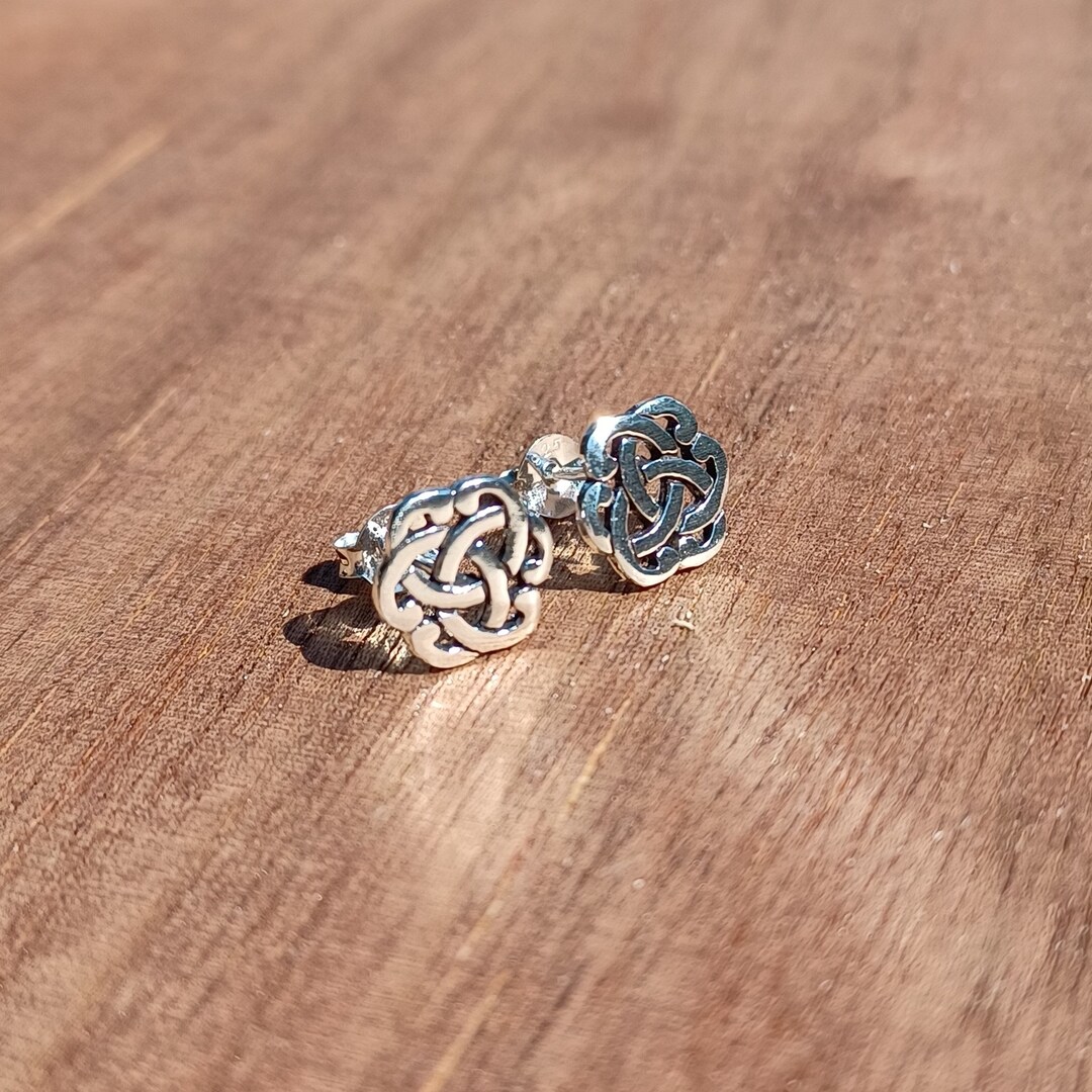 Sterling Silver Celtic Rose Pattern Stud Earrings - Etsy