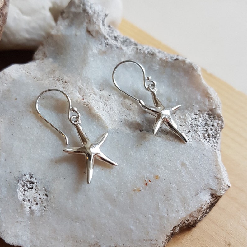 Sterling Silver Starfish Earrings - Etsy UK